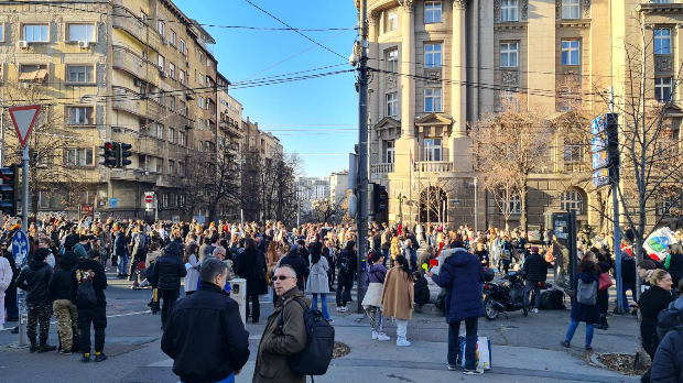 Protest studenata u Beogradu - posle blokade Nemanjine ulice kod zgrade ...