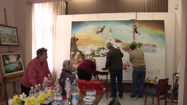 Моја јединствена Ковачица - уље на платну на коме ради 19 сликара ...